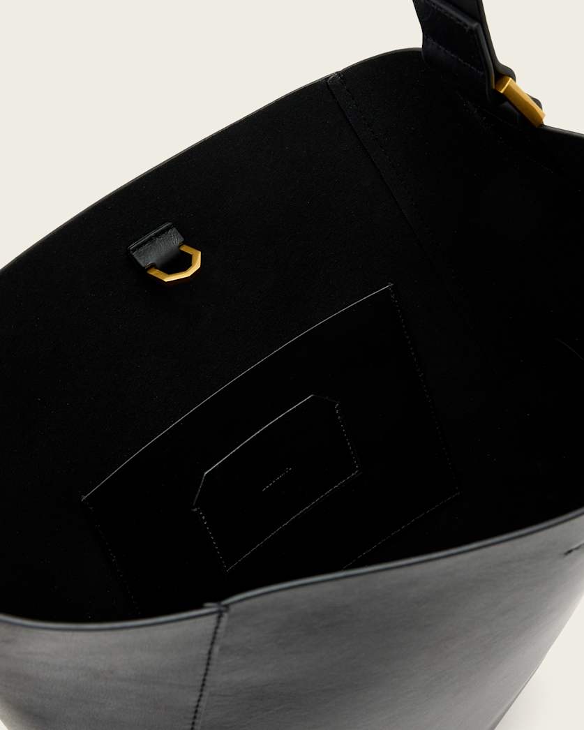 Luna Leather Hobo Shoulder Bag Black | ALLSAINTS